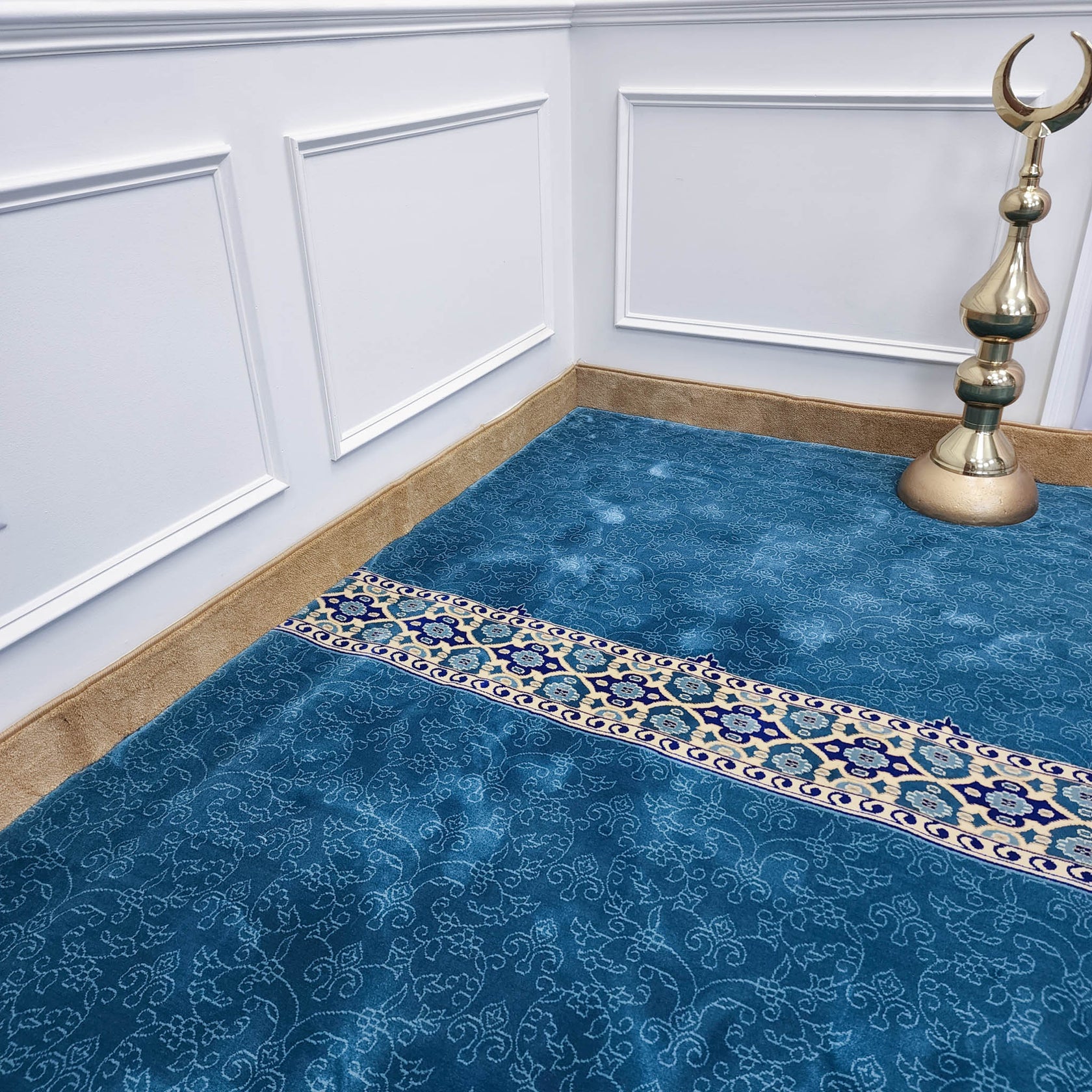 NOOR Sky Blue with Border Mosque & Masjid Carpet – MUSALLA CARPETS