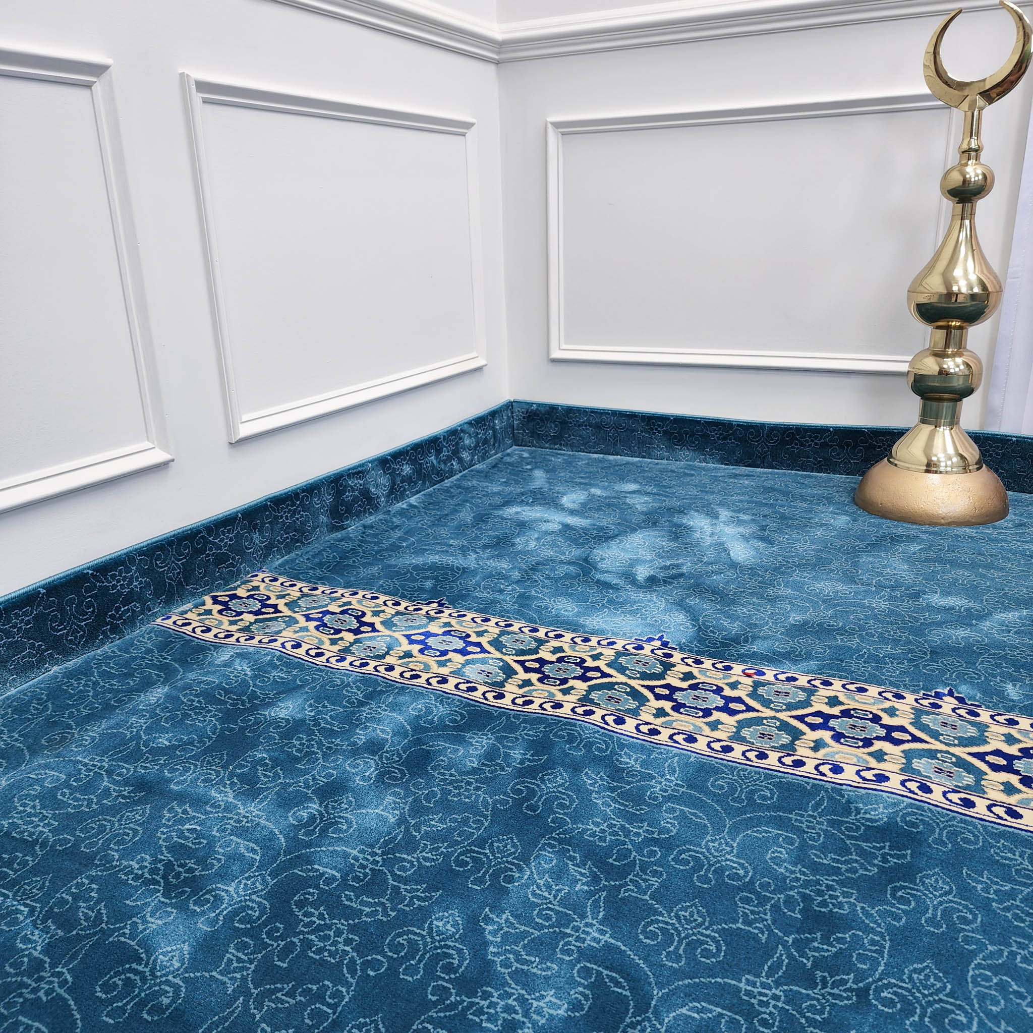 NOOR Sky Blue with Border Mosque & Masjid Carpet – MUSALLA CARPETS
