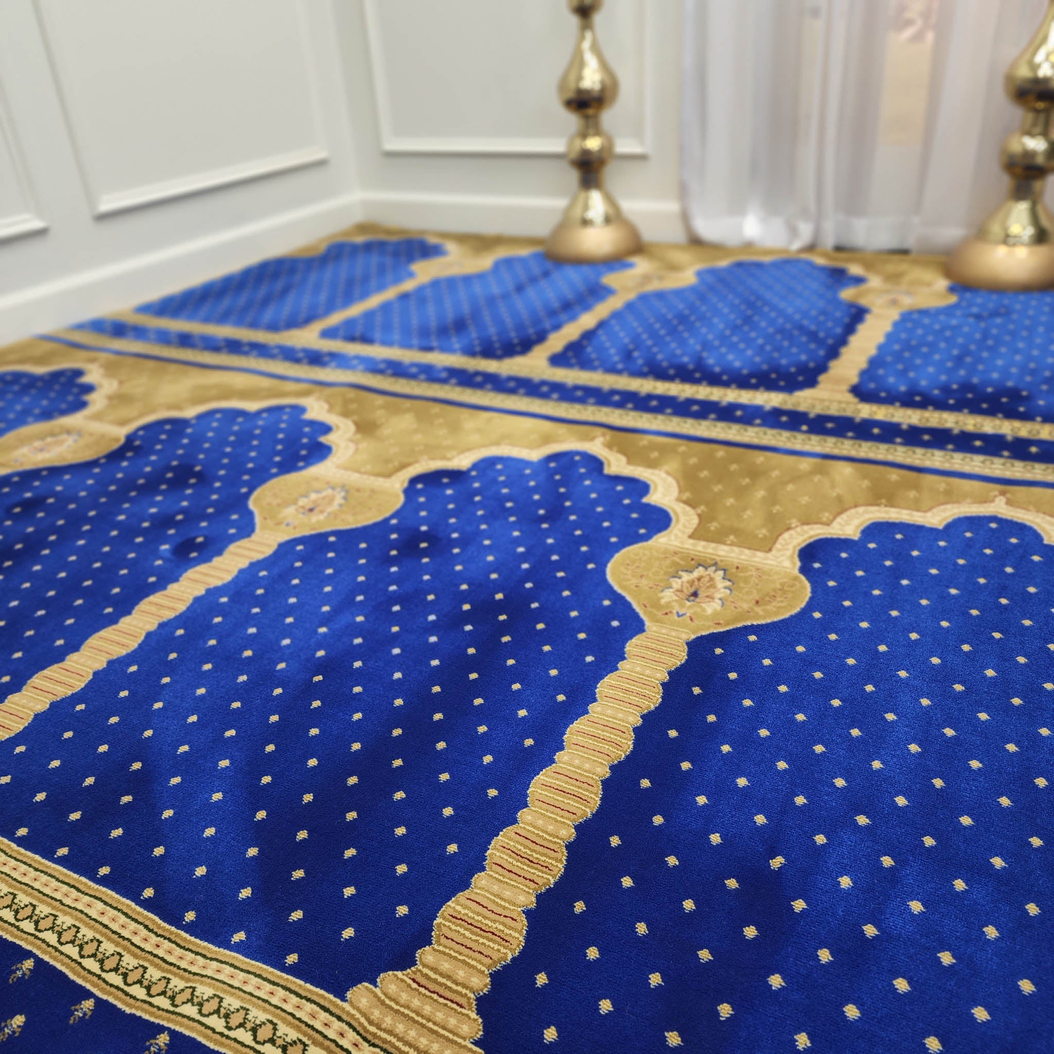 SULTAN Luxury Navy Blue with Gold Mosque & Masjid Carpet – MUSALLA CARPETS